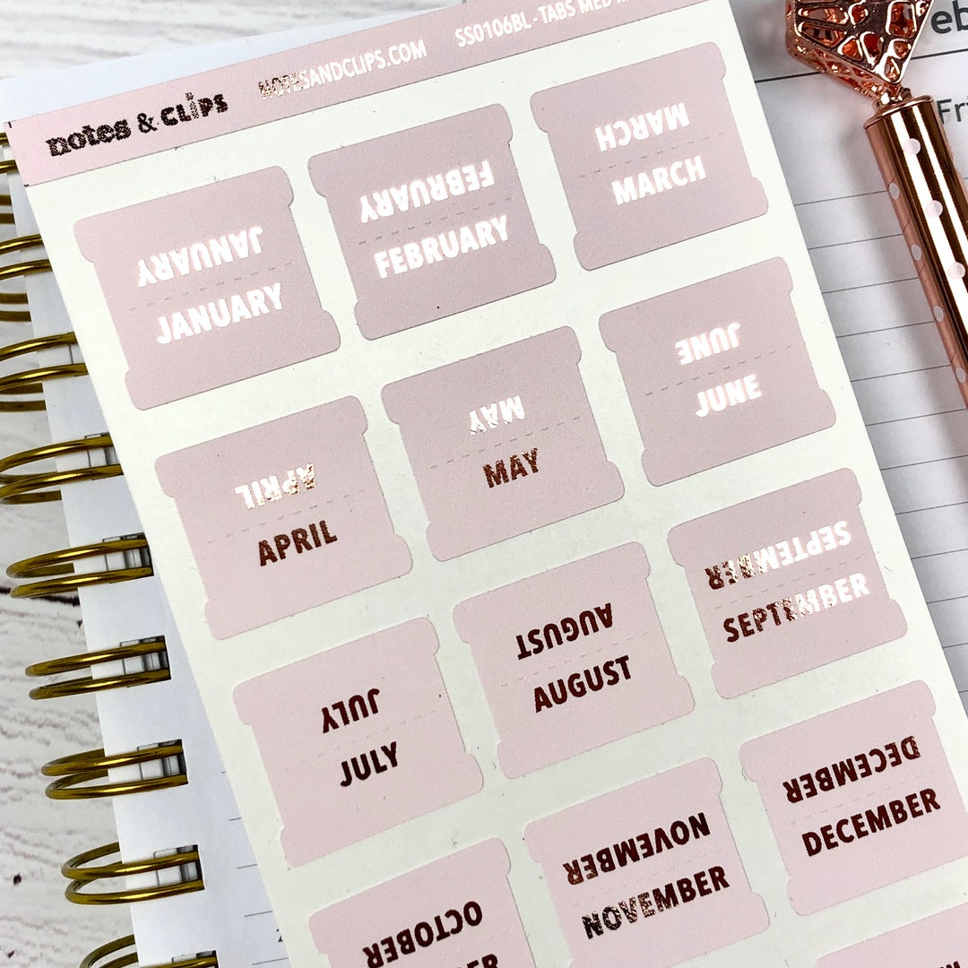 Blush Foiled Medium Tab Stickers - Etsy