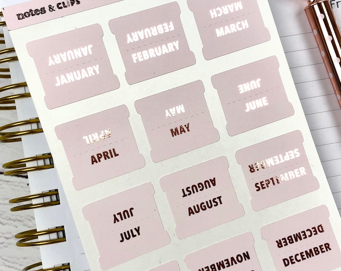 Blush Foiled Medium Tab Stickers - Etsy