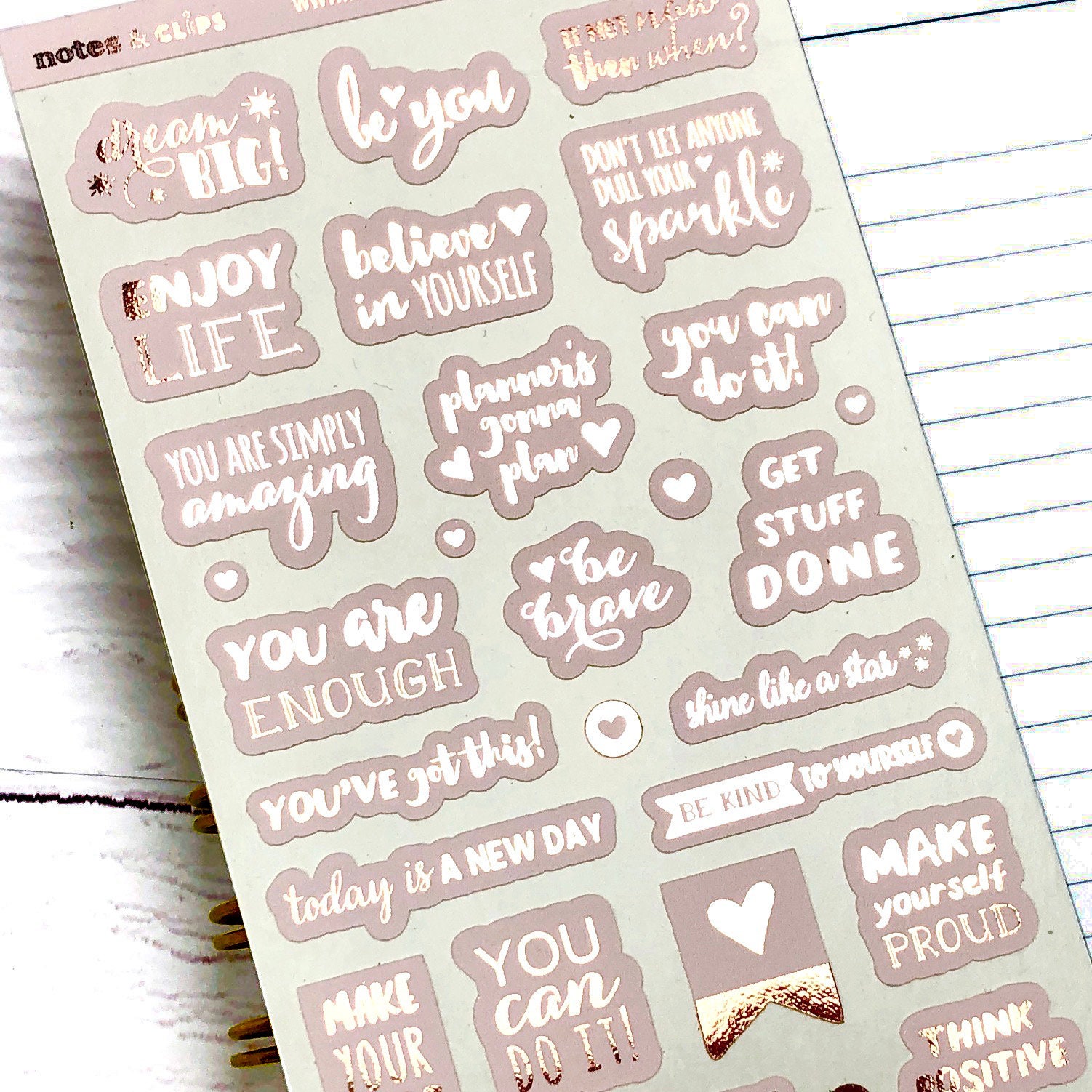 Motivation Stickers, Inspirational Stickers, Blush Pink and Rose Gold ...