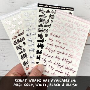 Blush & Foil Script Word Stickers - Etsy