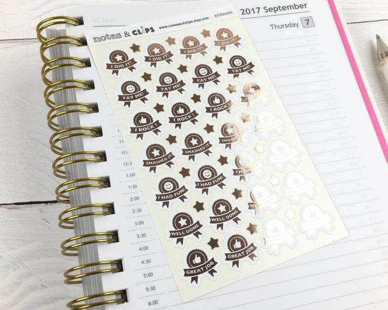 Achievement Stickers Foil Planner Stickers Functional | Etsy