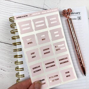 Blush Foiled Medium Tab Stickers - Etsy