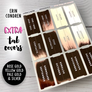 Large Tabs Large Month Tabs Large Planner Tab Covers Foiled - Etsy