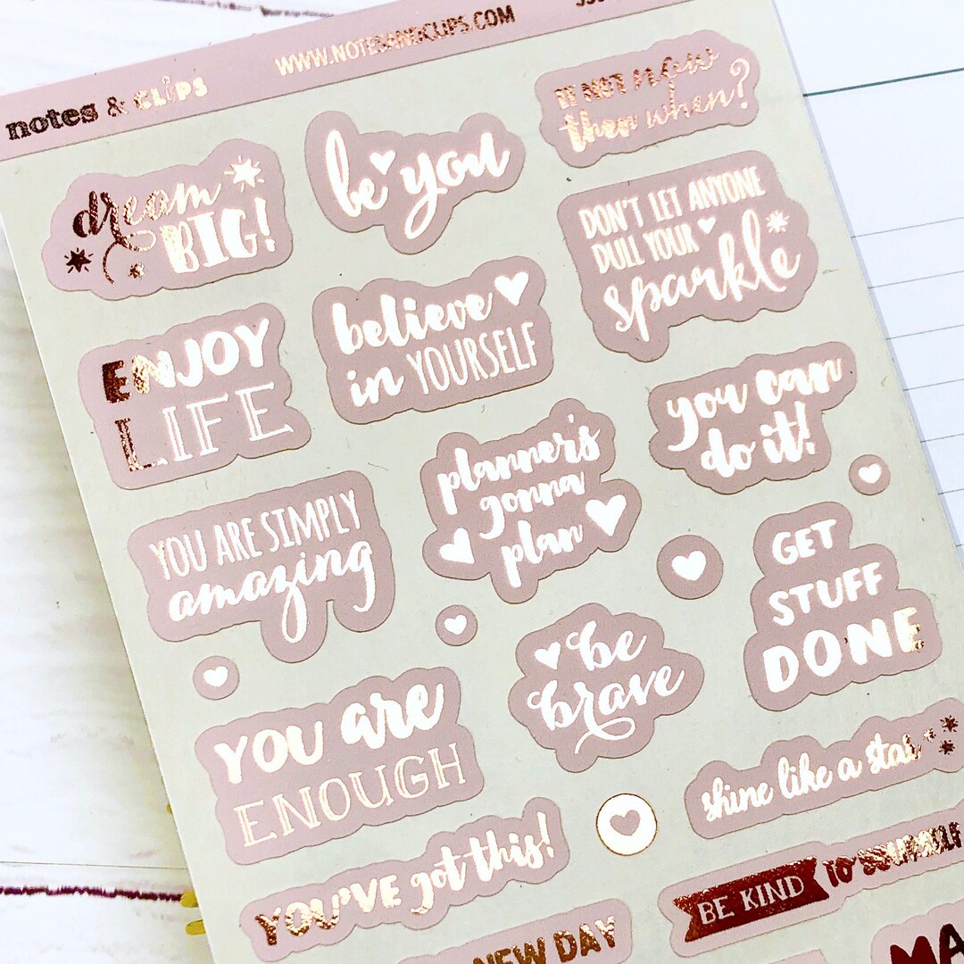 Motivation Stickers, Inspirational Stickers, Blush Pink and Rose Gold ...
