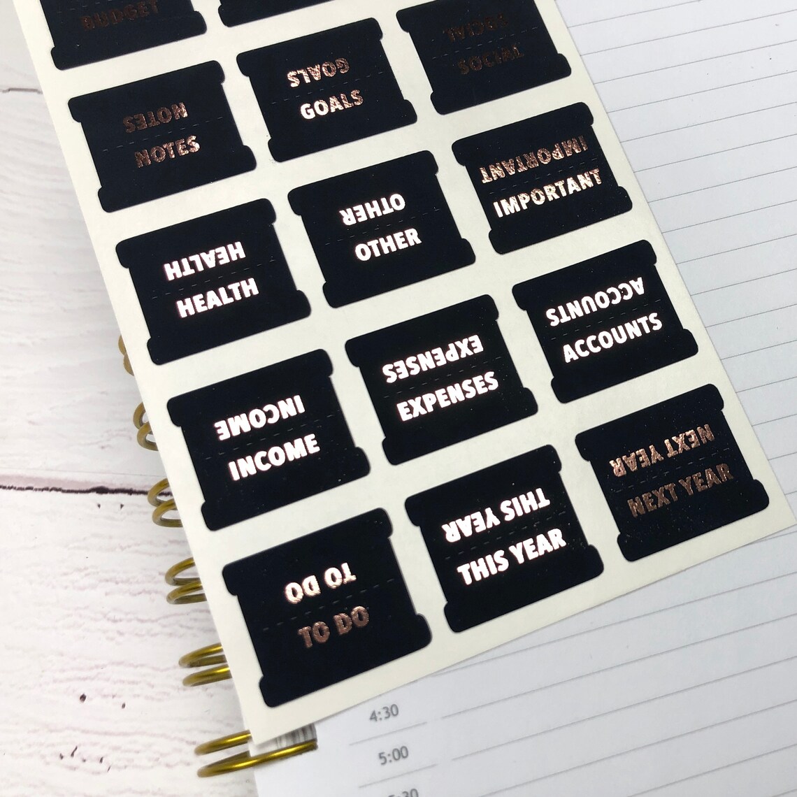 Tab Stickers Sheet of 15 Black With Foil Medium Lifestyle - Etsy