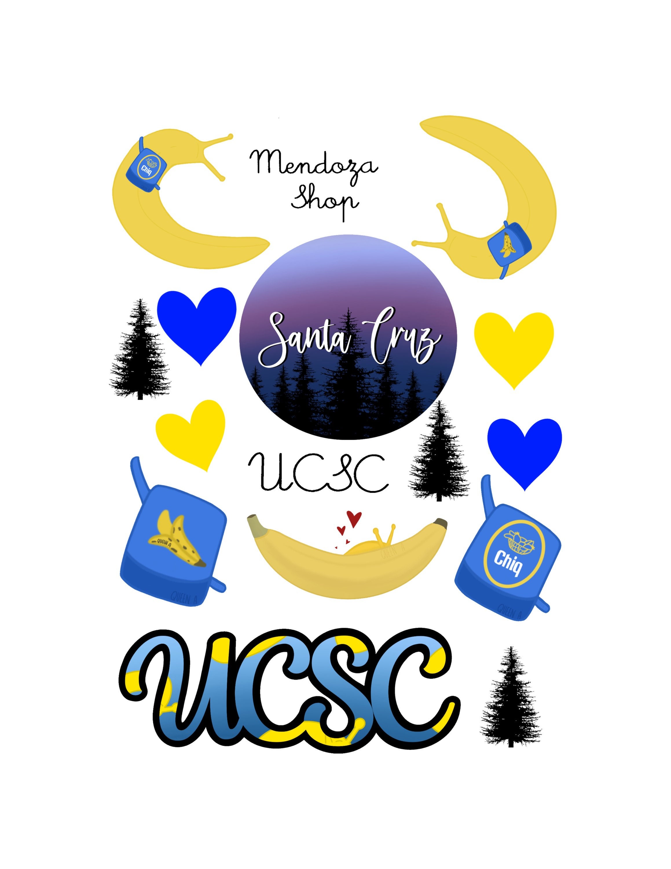 UCSC Banana Slug Sticker Set UCSC Colleges Stickers | Etsy