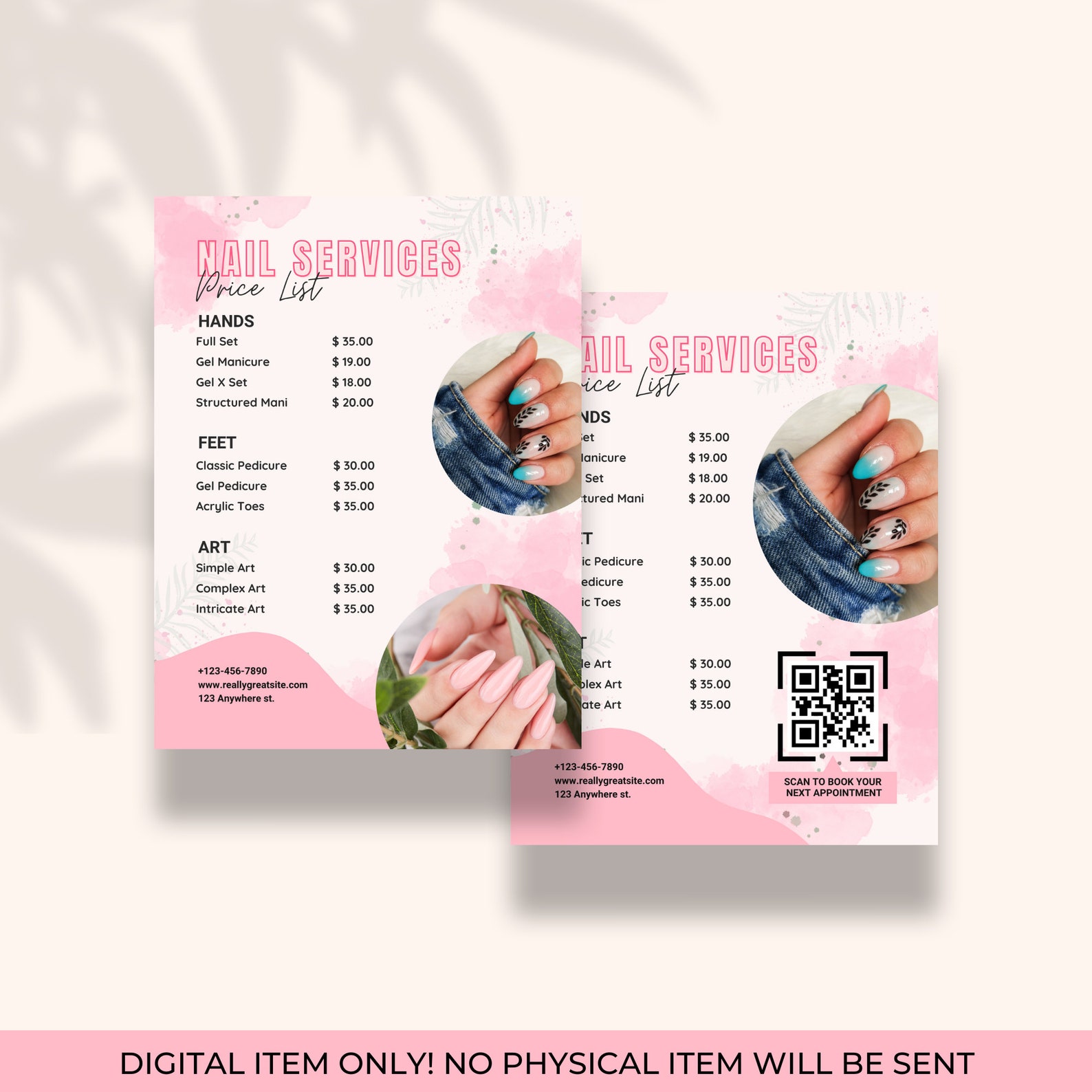 Salon Menu | Editable Price List | Salon Flyer | Nail Studio | Canva ...