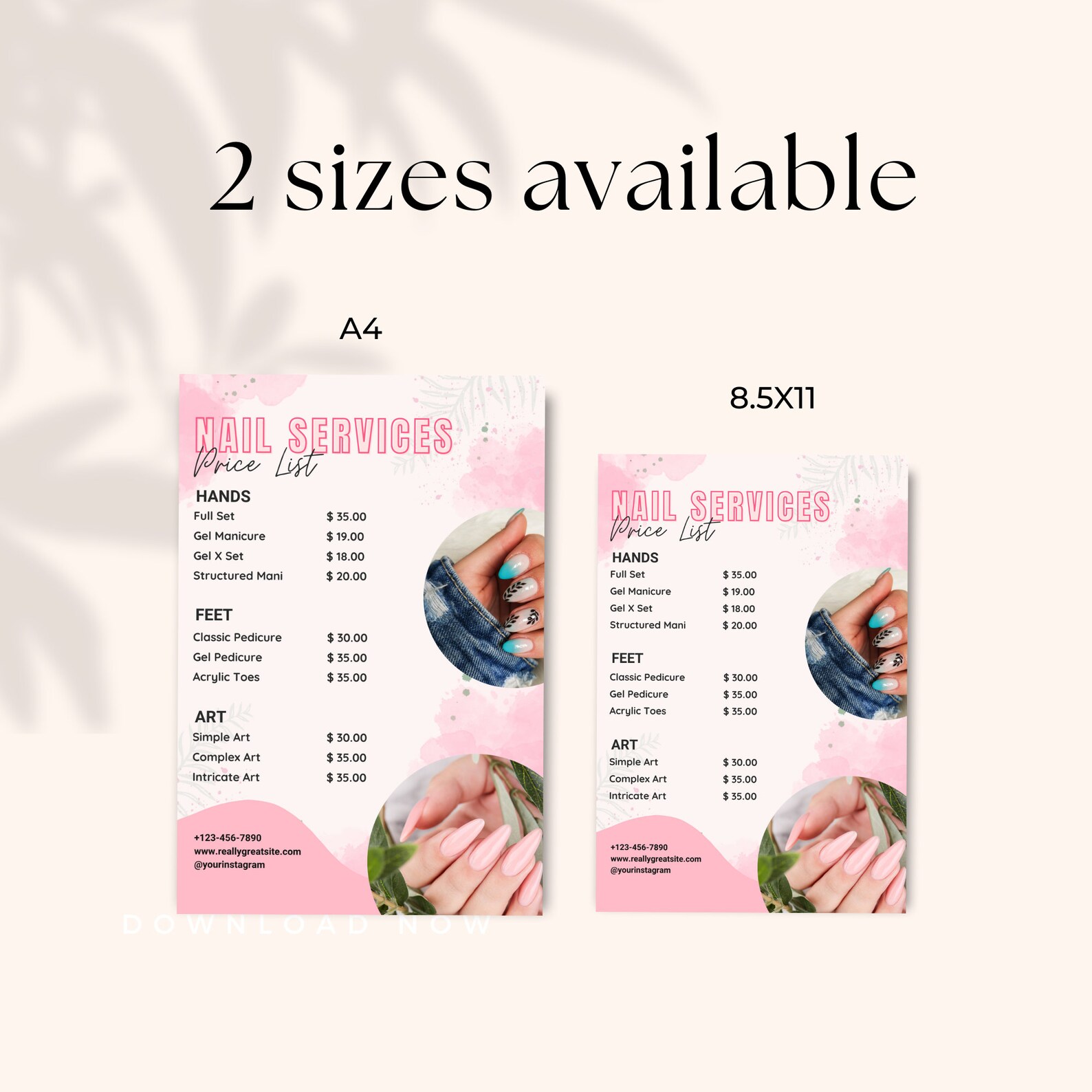 Salon Menu | Editable Price List | Salon Flyer | Nail Studio | Canva ...