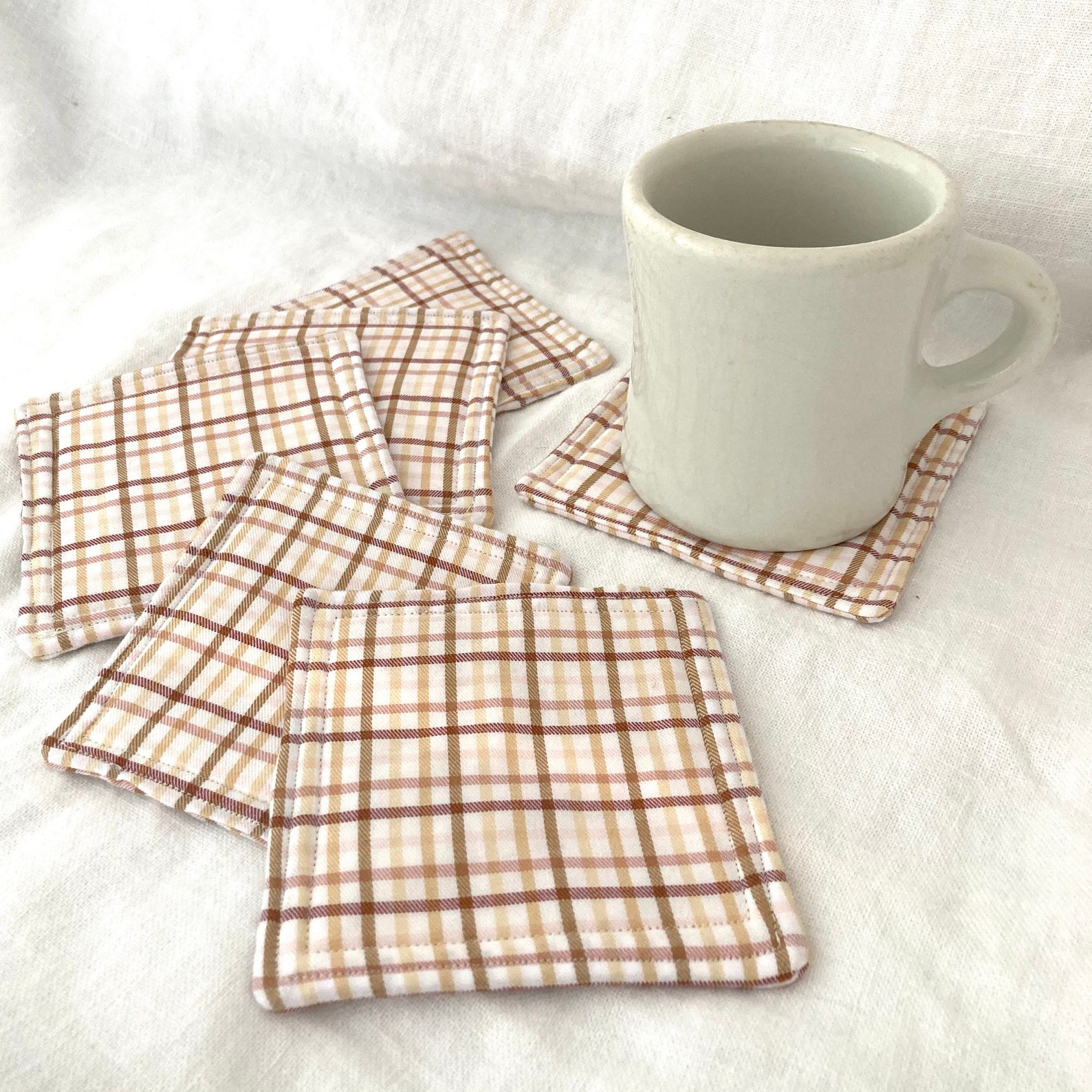 Quilted mug rug fabric coasters quilted coaster set quilted | Etsy