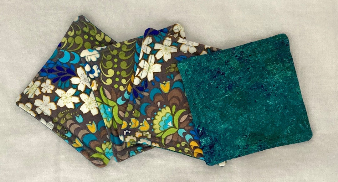 Quilted Mug Rug, Floral Mug Rug, Fabric Coasters, Quilted Coaster Set ...