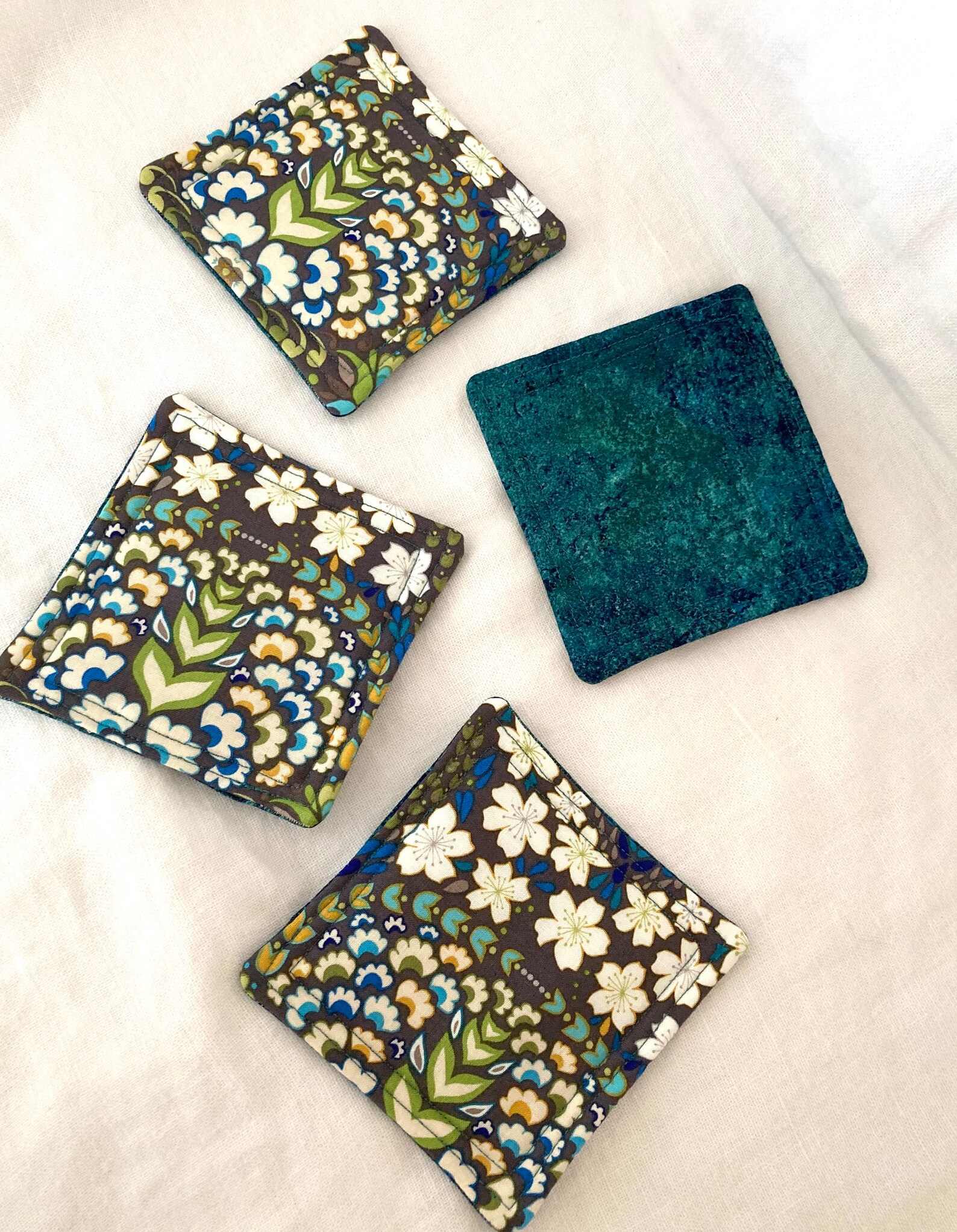 Quilted Mug Rug Floral Mug Rug Fabric Coasters Quilted - Etsy