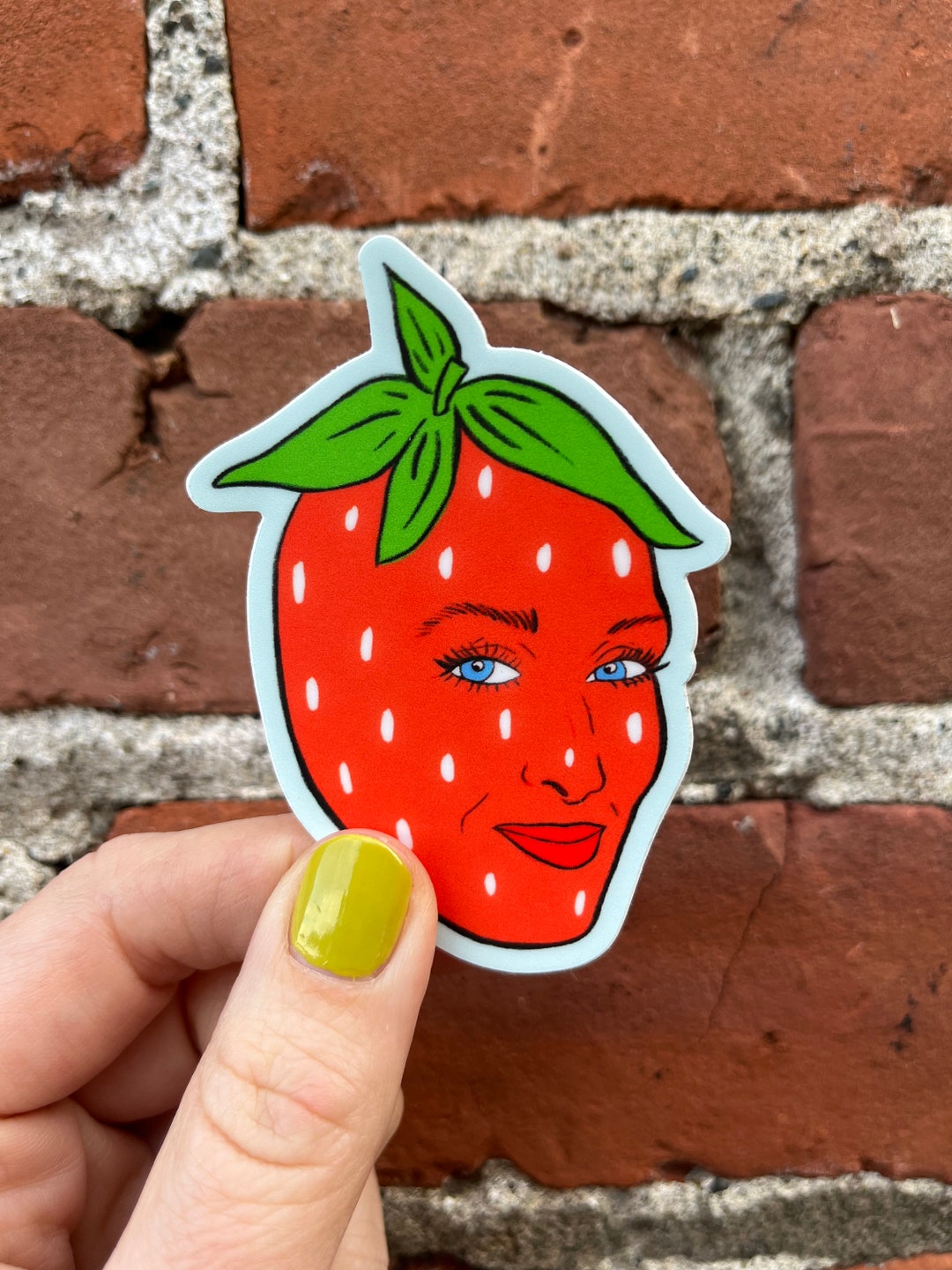 Strawberry Lady Vinyl Sticker - Etsy