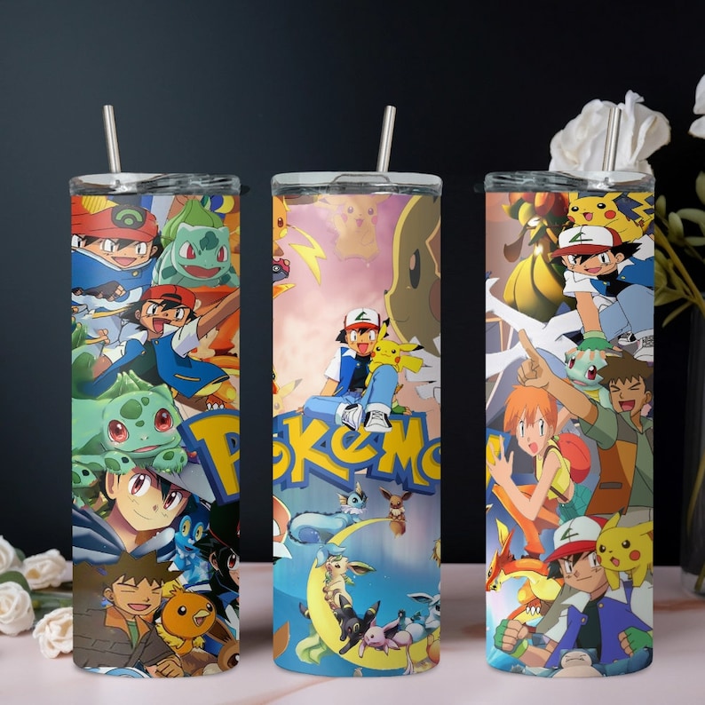 50 Pokemon Tumbler Wrap, Pikachu Tumbler 20oz Skinny Sublimation ...