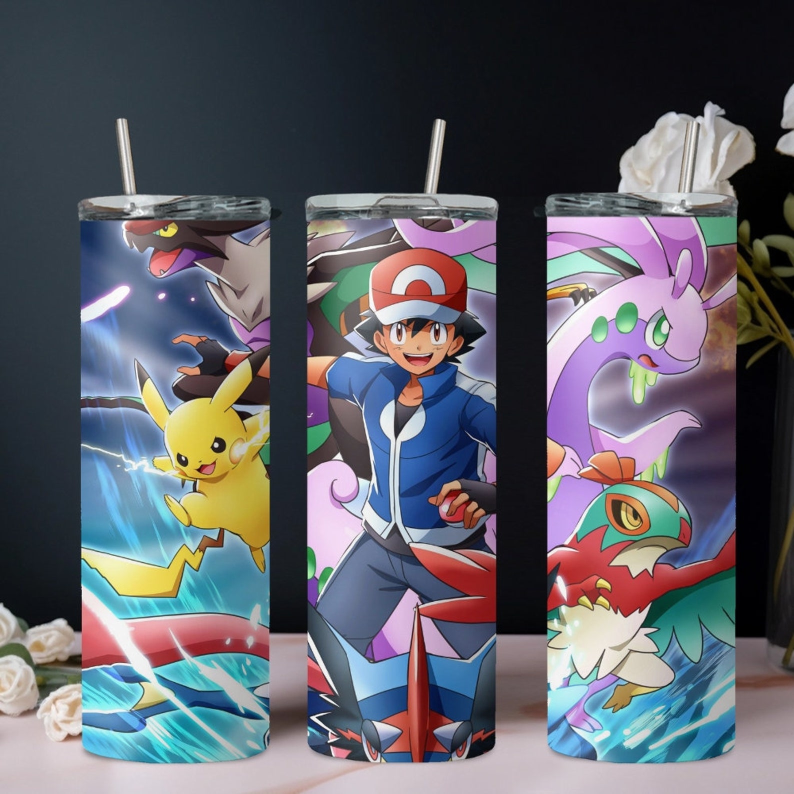 50 Pokemon Tumbler Wrap, Pikachu Tumbler 20oz Skinny Sublimation ...