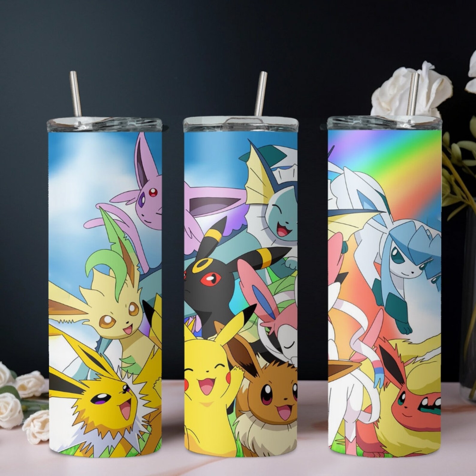 50 Pokemon Tumbler Wrap, Pikachu Tumbler 20oz Skinny Sublimation ...