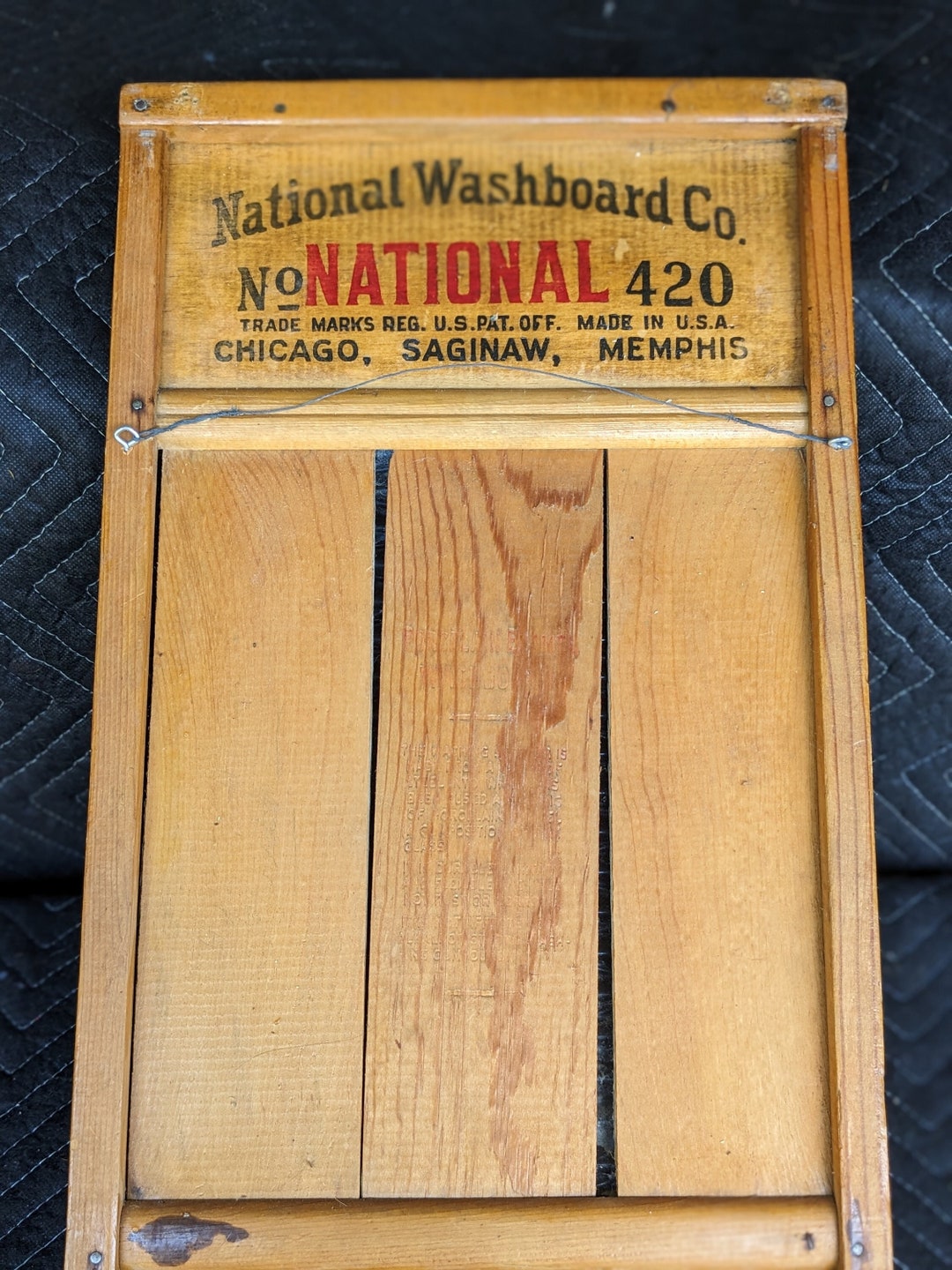 Vintage "no. 420" Wood Washboard With Blue Surface From the "national ...