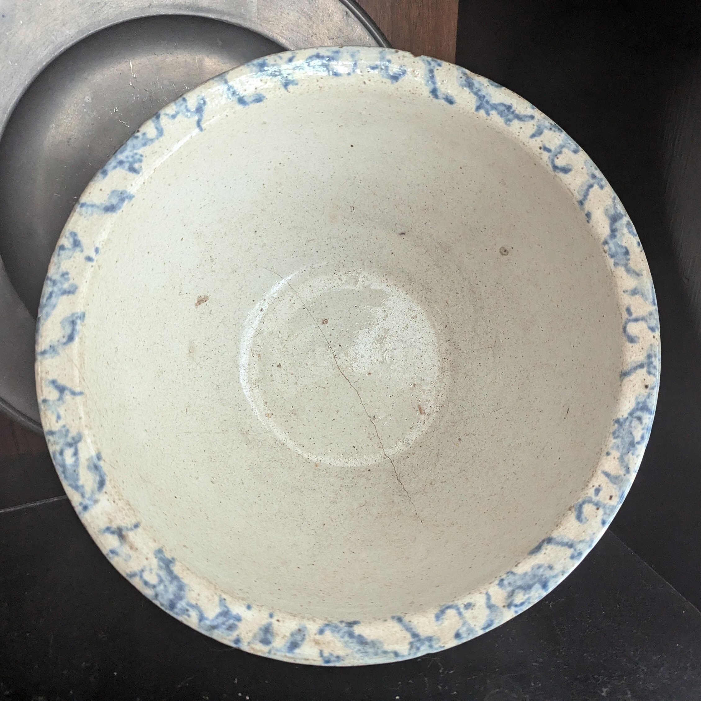 Vintage 19th Century Blue Spongeware Bowl - Etsy