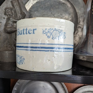 Antique Stoneware Butter Crock With Blue Stripes and Decoration - Etsy