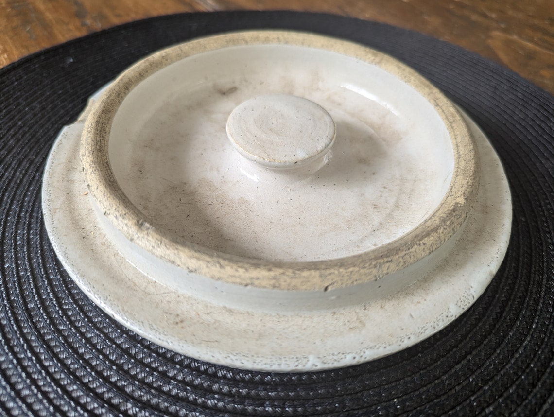 Vintage Stoneware Crock Lid With Antique Glaze - Etsy