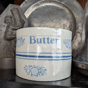 Antique Stoneware Butter Crock With Blue Stripes and Decoration - Etsy