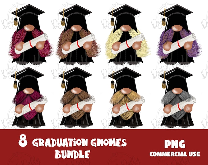 Graduation Gnome Clipart PNG Collection | Watercolor Nome Grad ...