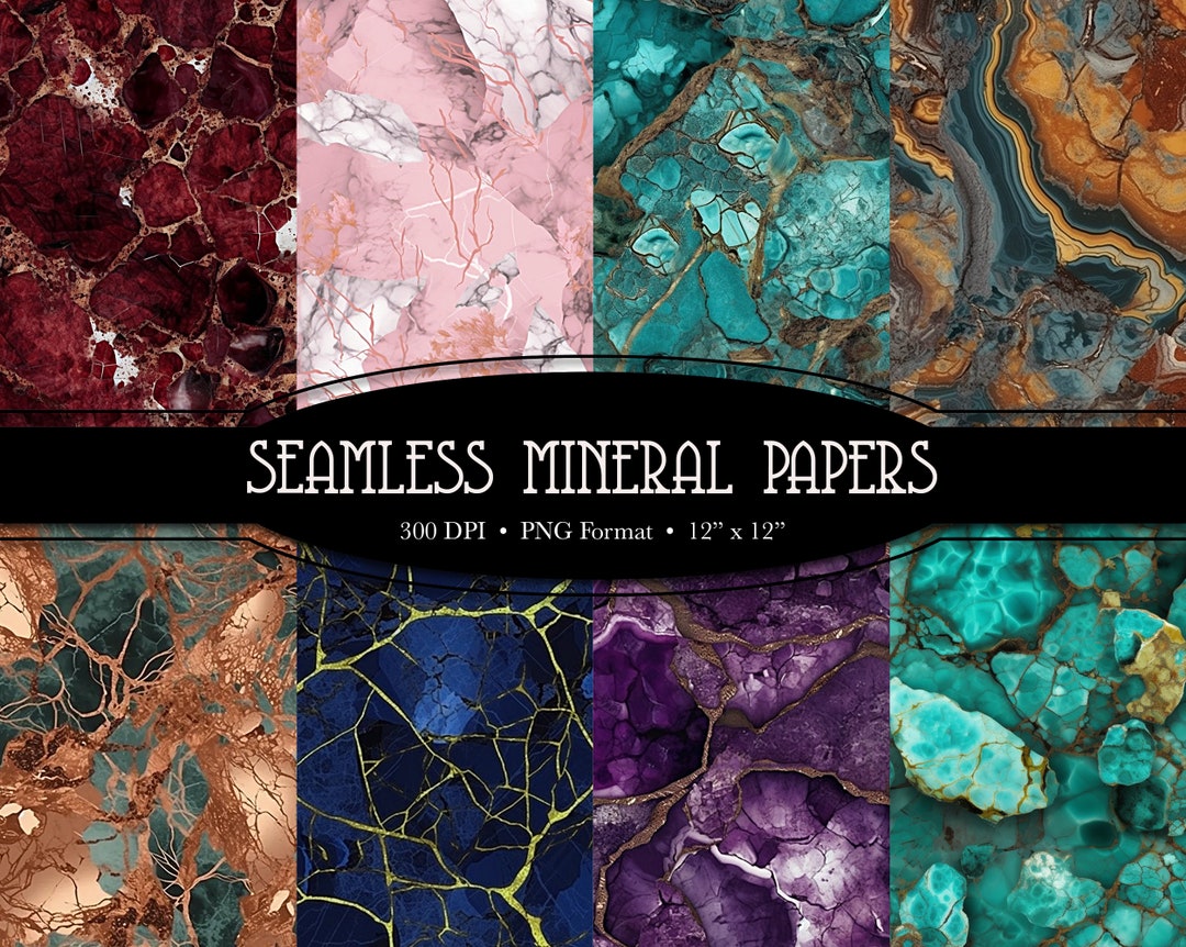 Seamless Mineral Paper, Precious Stones, Digital Gemstone Patterns ...