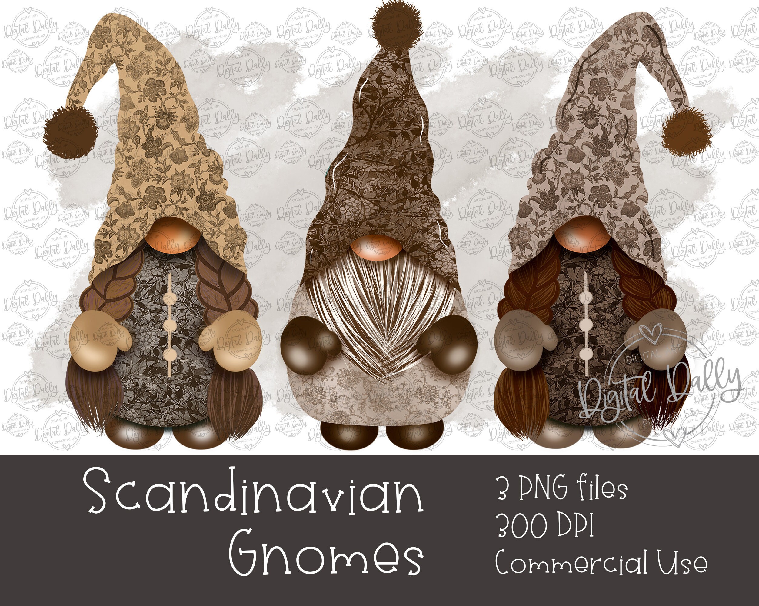 Scandinavian Gnomes, Nordic Clipart, Gnome Clipart PNG Bundle, Gonk ...