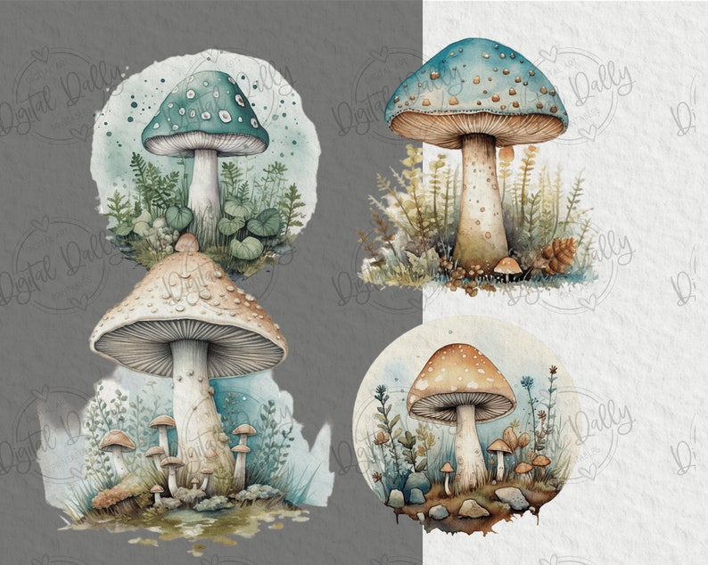 Watercolor Mushrooms Clipart, Mushroom Png, Toadstool Png, Forest Clip ...