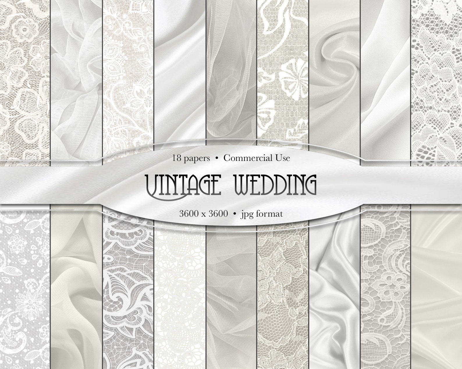 Vintage Wedding Digital Paper, Wedding Romantic Backgrounds, Satin ...
