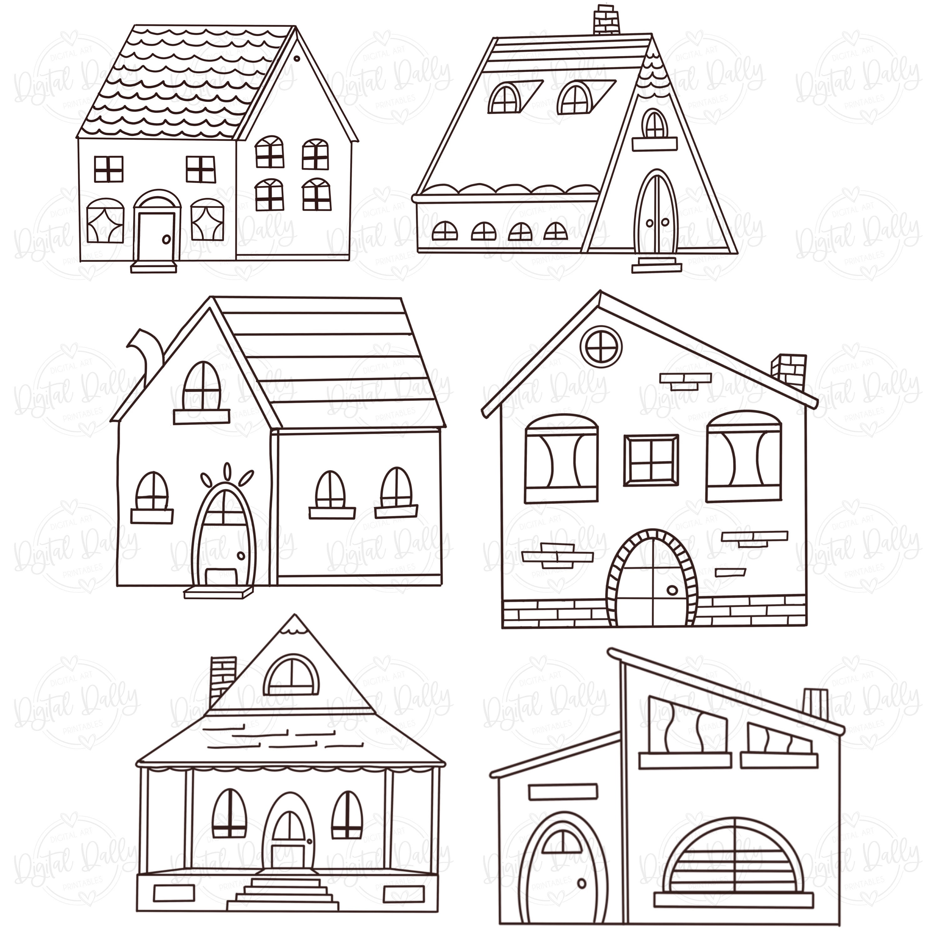 House Doodle Procreate Stamps Cottage Stamps Home Stamps - Etsy