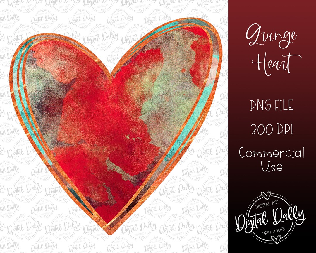 Grunge Valentine PNG Digital Download | Hand Drawn Heart | Sublimation ...