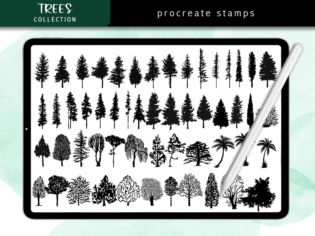 Procreate Tree Brushes, Trees Stamp Set, Brush Pack, Tree Silhouette ...