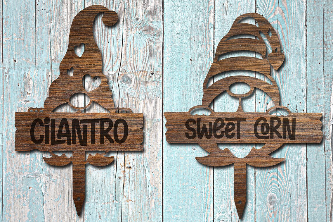 Gnome Garden Marker Template SVG Bundle File Plant Garden - Etsy