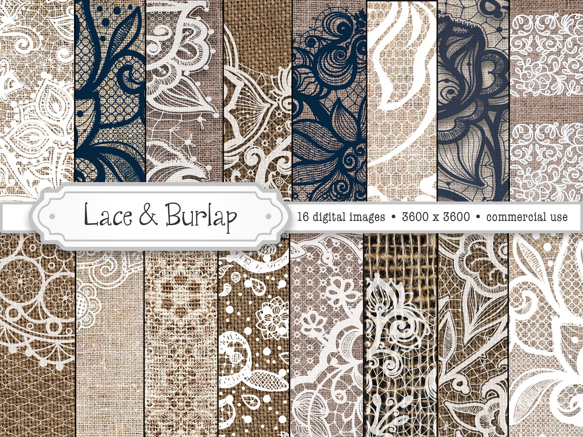 Burlap and Lace digital paper burlap design scrapbook | Etsy