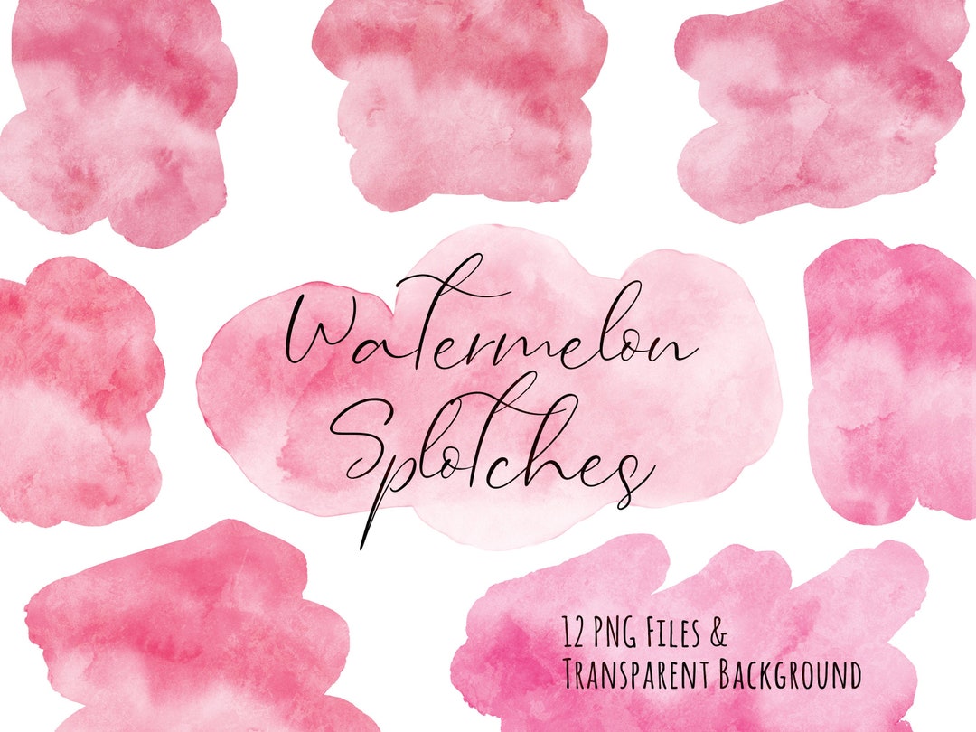 Watermelon Watercolor Splashes Clipart, Brush Strokes (PNG, Commercial ...