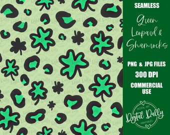 St. Patrick's Day Leopard Print and Clovers Png Pattern, St. Patrick's ...
