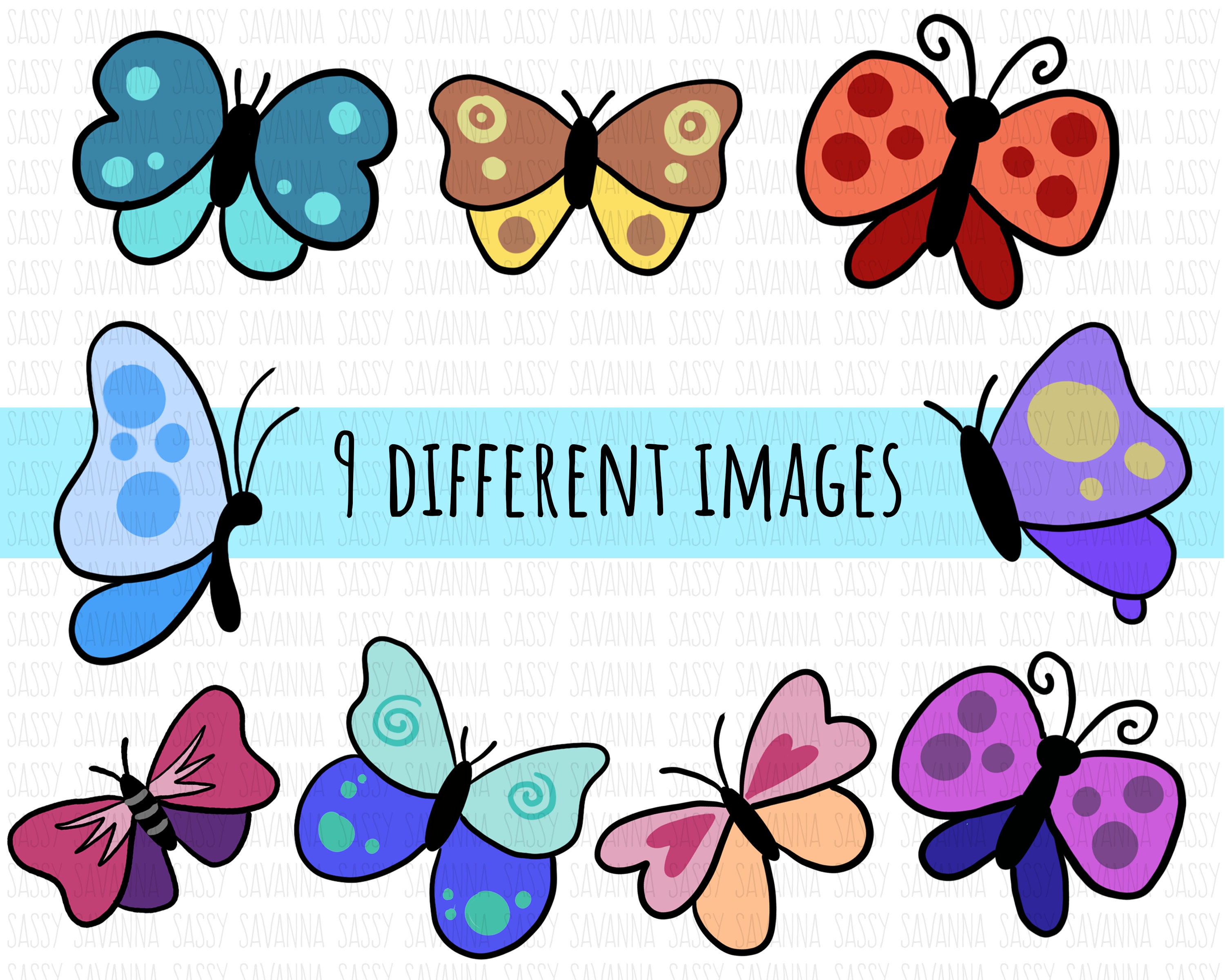 Butterfly Clipart, Hand Drawn Butterflies, Butterfly Illustrations ...