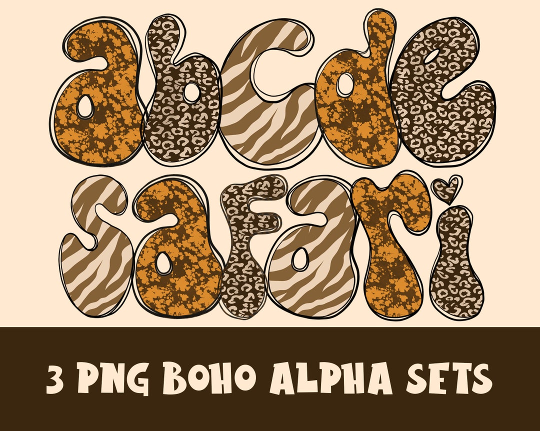 Retro Letters, Boho Alphabet, Safari, Cowhide, Leopard Print, Tiger ...