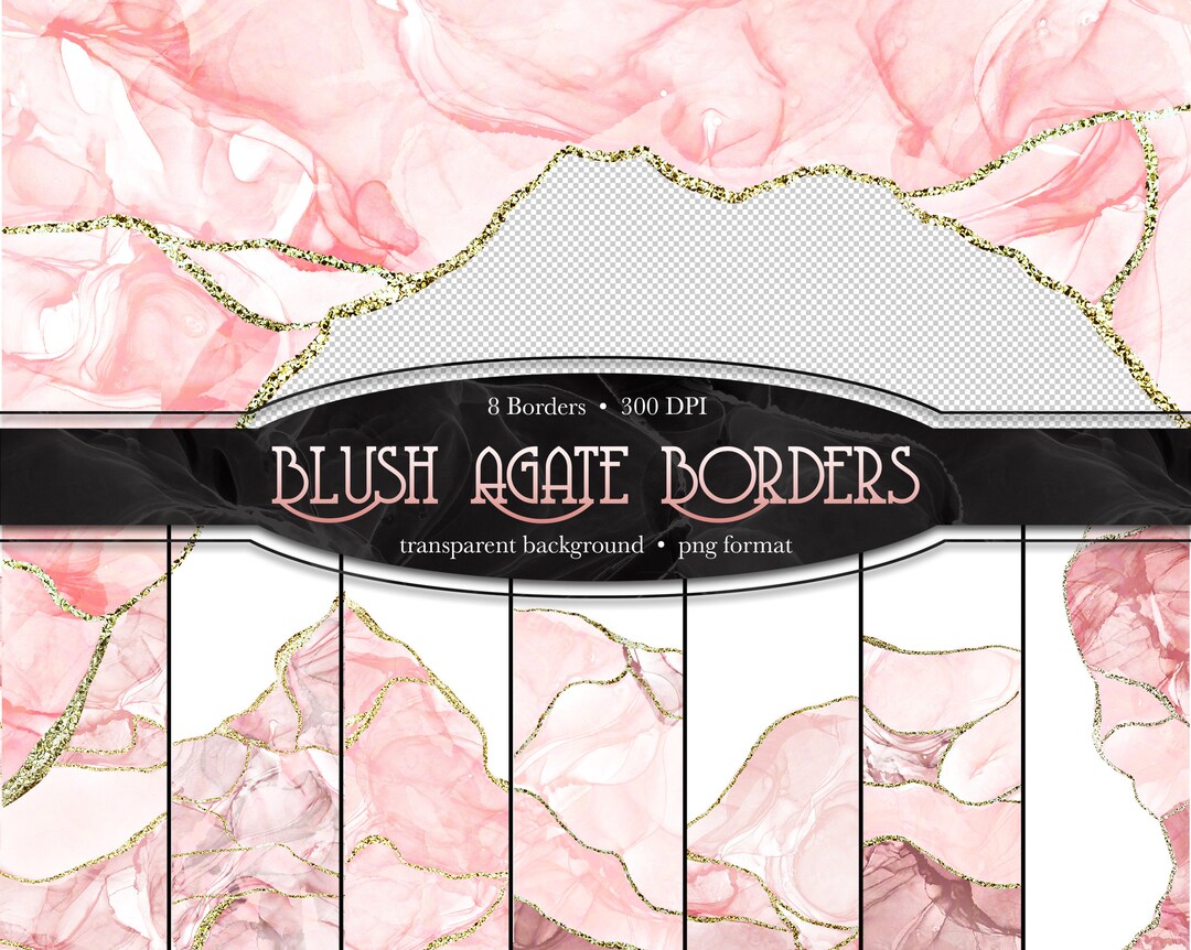 Blush and Pink Agate Borders, Blush Agate Wedding Invitations, Digital ...