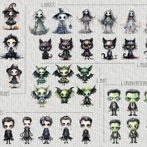 Gothic Halloween Clipart Characters, Cute Halloween, Trick or Treat ...