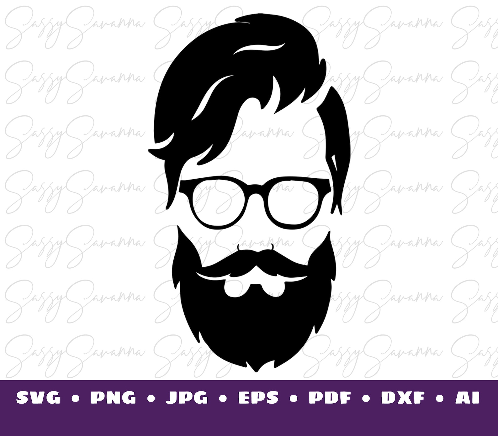 Hipster Man Bundle SVG Man Face Silhouette Art Digital | Etsy