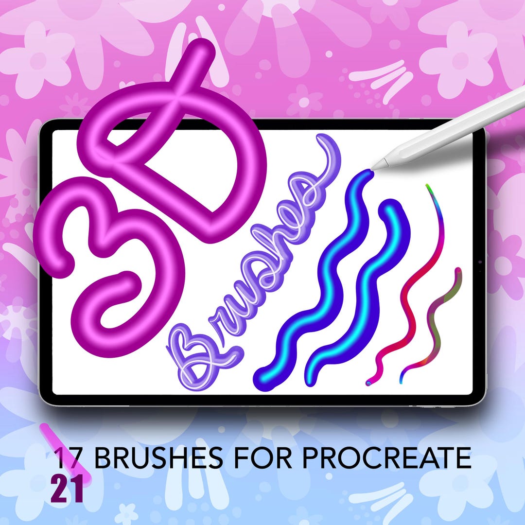 Procreate 3D Brushset - Brushes for Creating Different Styles of Gorgeous 3D Letters and Designs ...