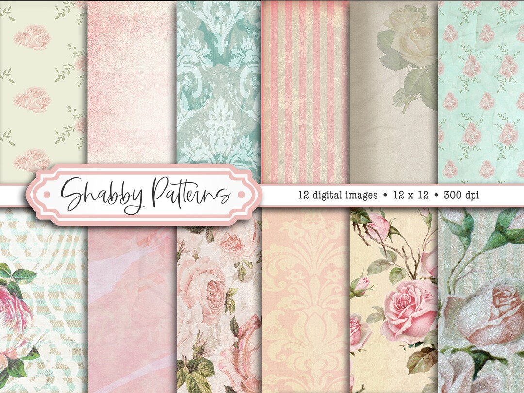 Shabby Chic Floral Paper, Vintage Textures, Printable Scrapbook Paper ...
