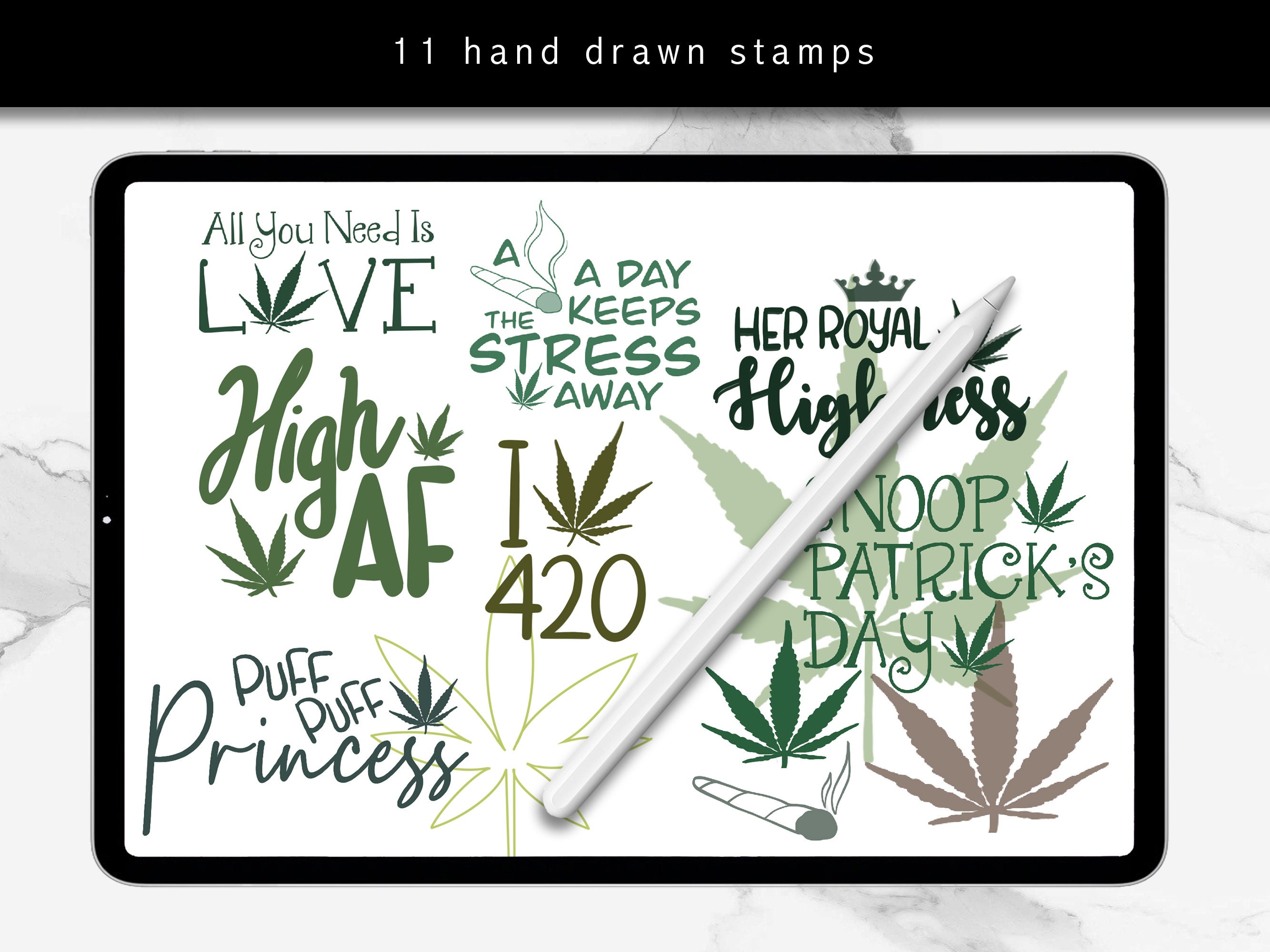Cannabis Procreate Brushes, Weed Stamps, 420, Weed Files, Marijuana T ...