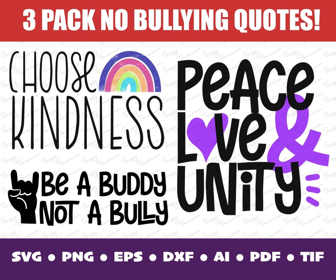 No Bullying Clipart Bundle – Choose Kindness, Anti-bully (svg, Png, Eps ...