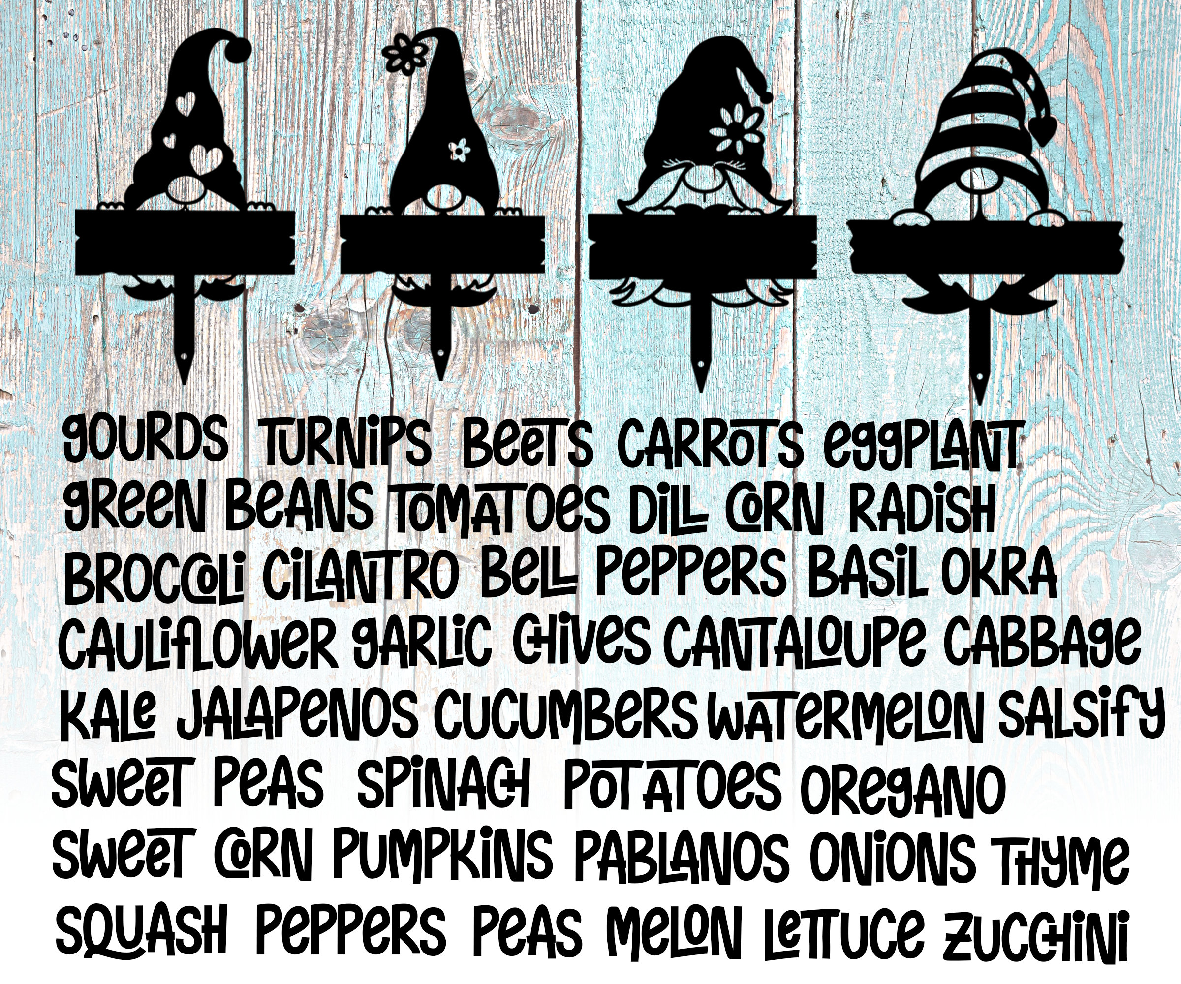 Gnome Garden Marker Template SVG Bundle File Plant Garden - Etsy