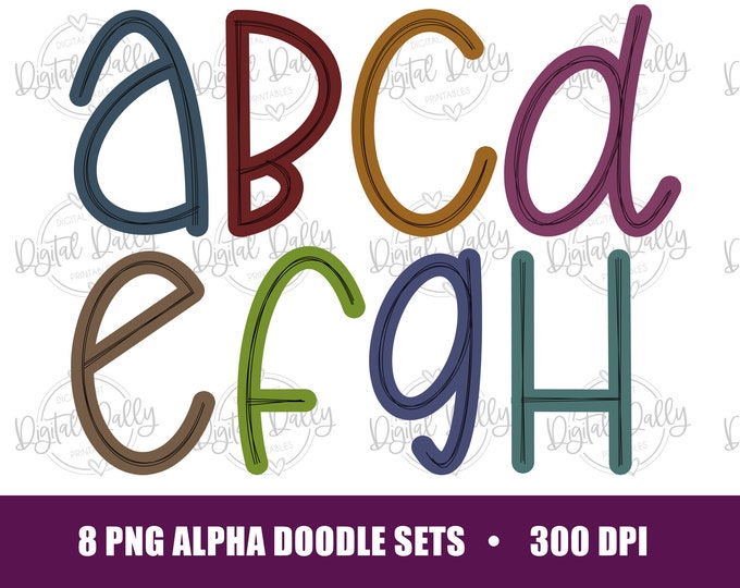 Scribble Letters, Boho Doodle Alphabet, PNG Bundle, Doodle Sublimation ...