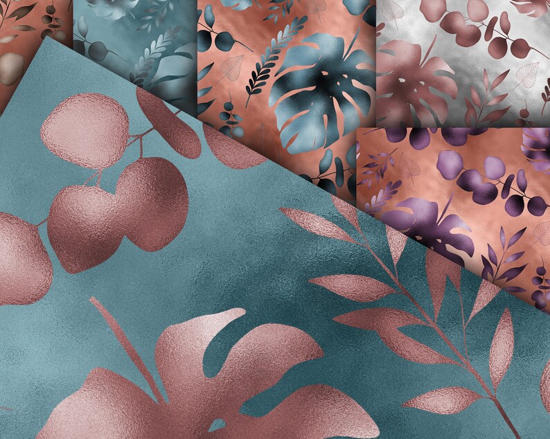 Seamless Iridescent Leaves Digital Paper Shimmery Botanical - Etsy