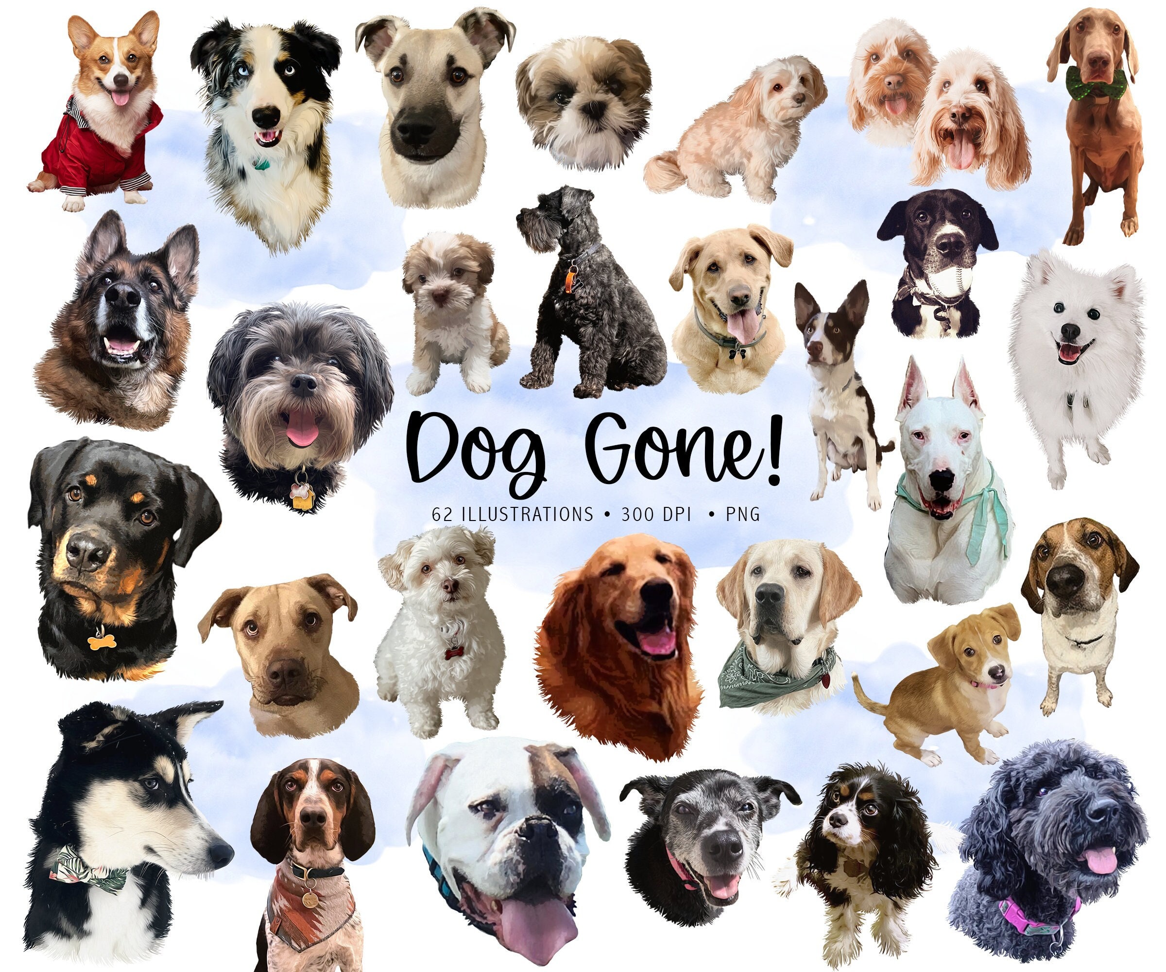 Dog PNG Files Puppy Illustrations Dog Art Pet Puppy Puppy | Etsy