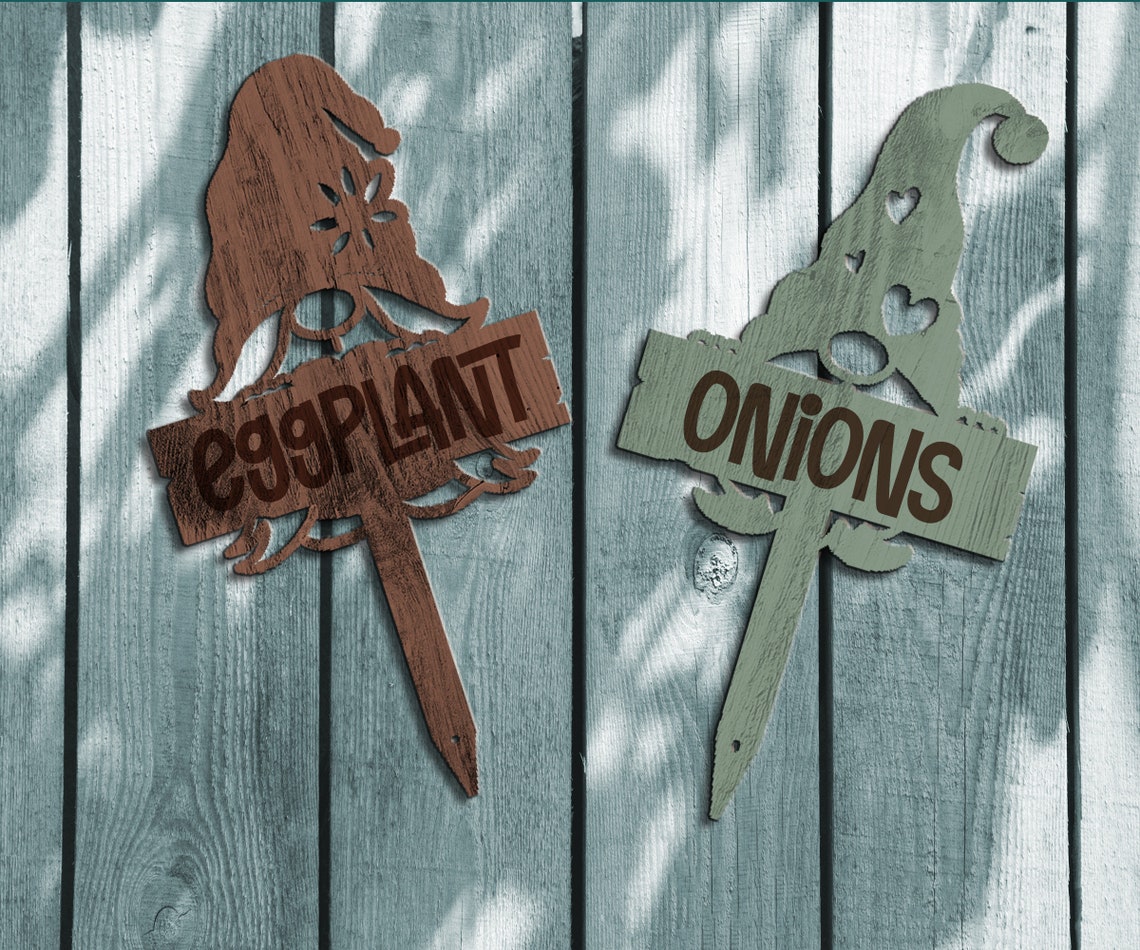 Gnome Garden Marker Template SVG Bundle File, Plant, Garden Stake ...
